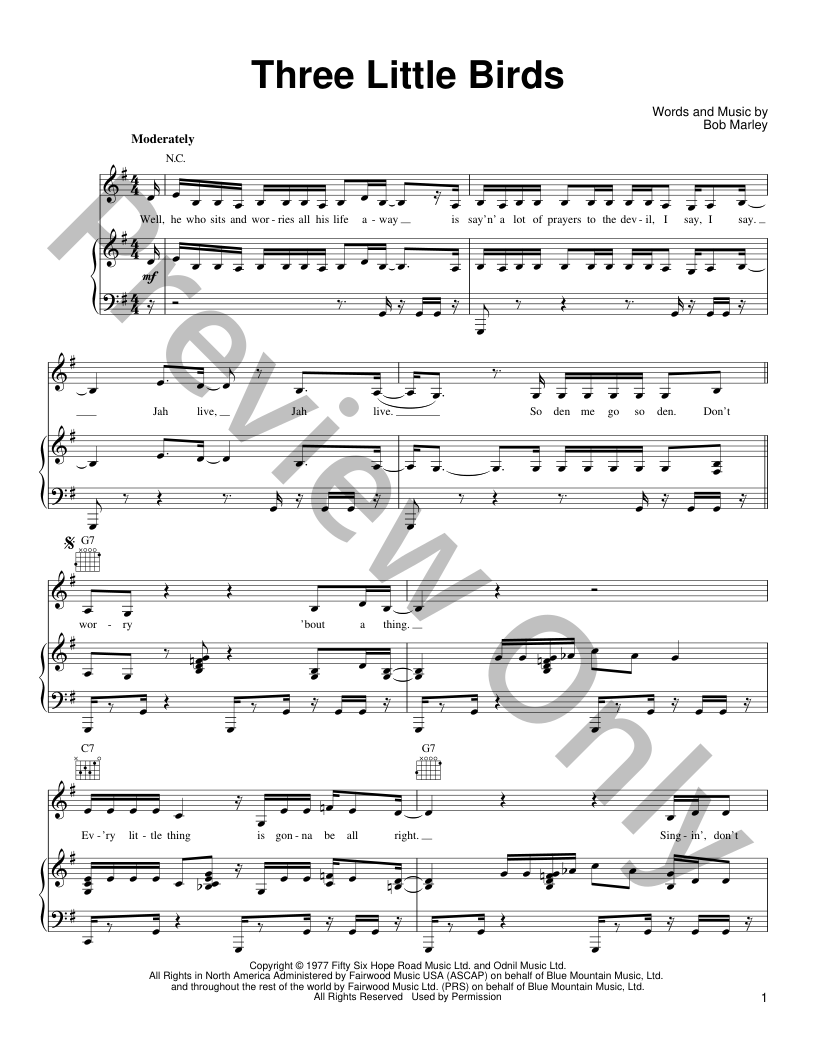 Three Little Birds P/V/G Sheet Music | J.W. Pepper