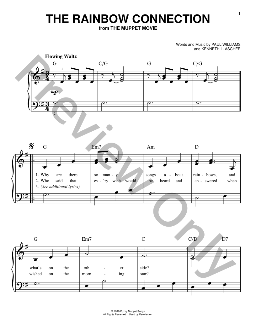 The Rainbow Connection Easy Piano Sheet Music | J.W. Pepper