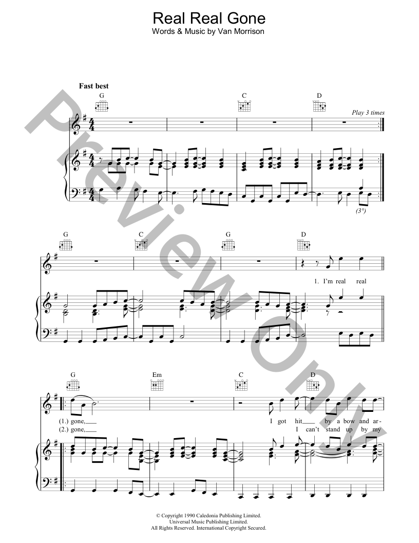 Real Real gone P/V/G Sheet Music | J.W. Pepper