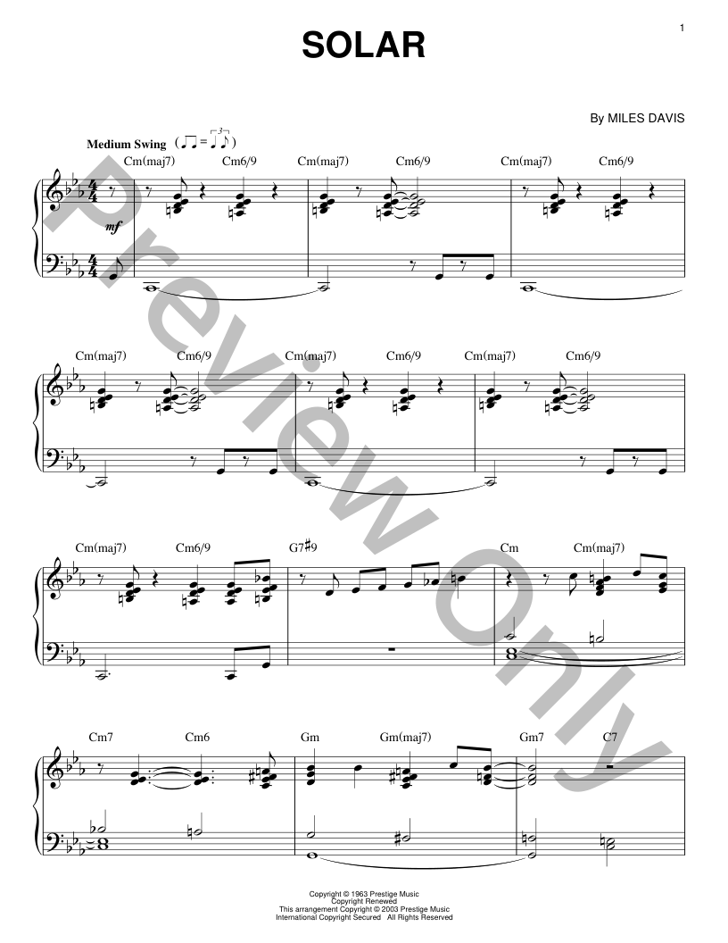 Solar Piano Sheet Music | J.W. Pepper
