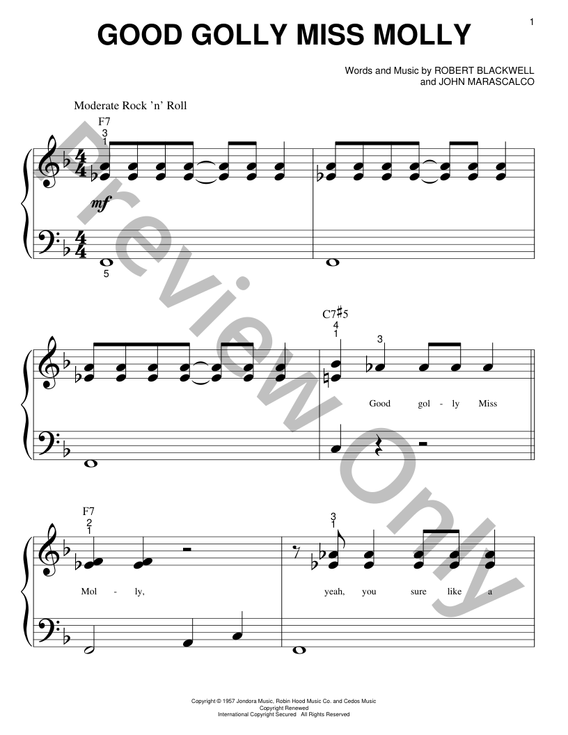 Good Golly Miss Molly Big Note Piano Sheet Music | J.W. Pepper