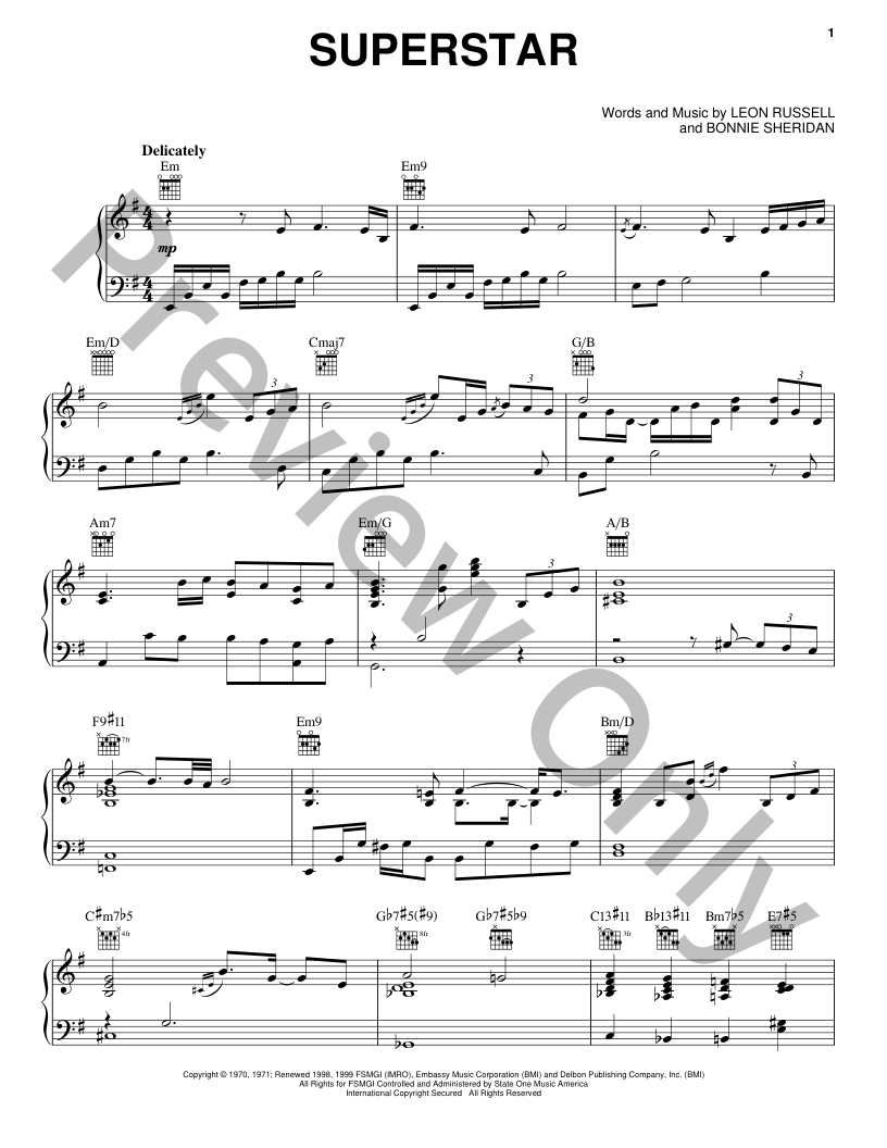 Superstar P/V/G Sheet Music | J.W. Pepper