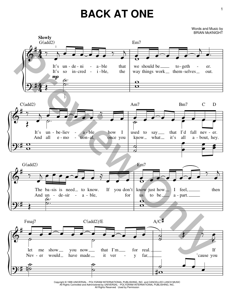 Back at One | J.W. Pepper