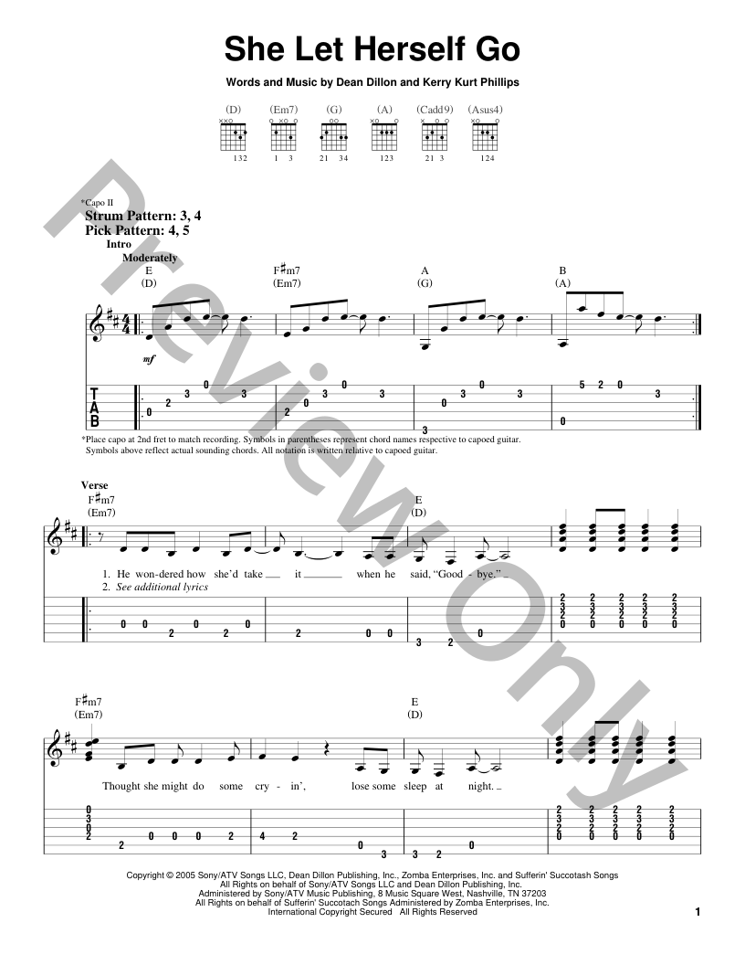 She Let Herself Go Guitar/Fretted Sheet Music | J.W. Pepper