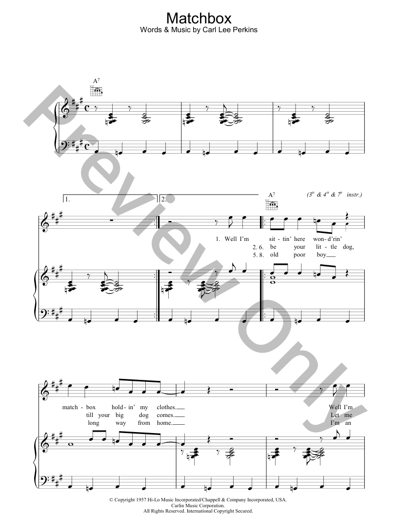 Matchbox P/V/G Sheet Music | J.W. Pepper
