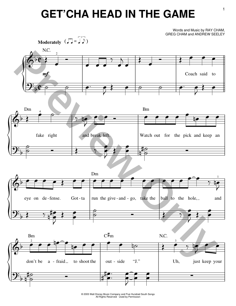 Get'cha Head in the Game Easy Piano Sheet Music | J.W. Pepper