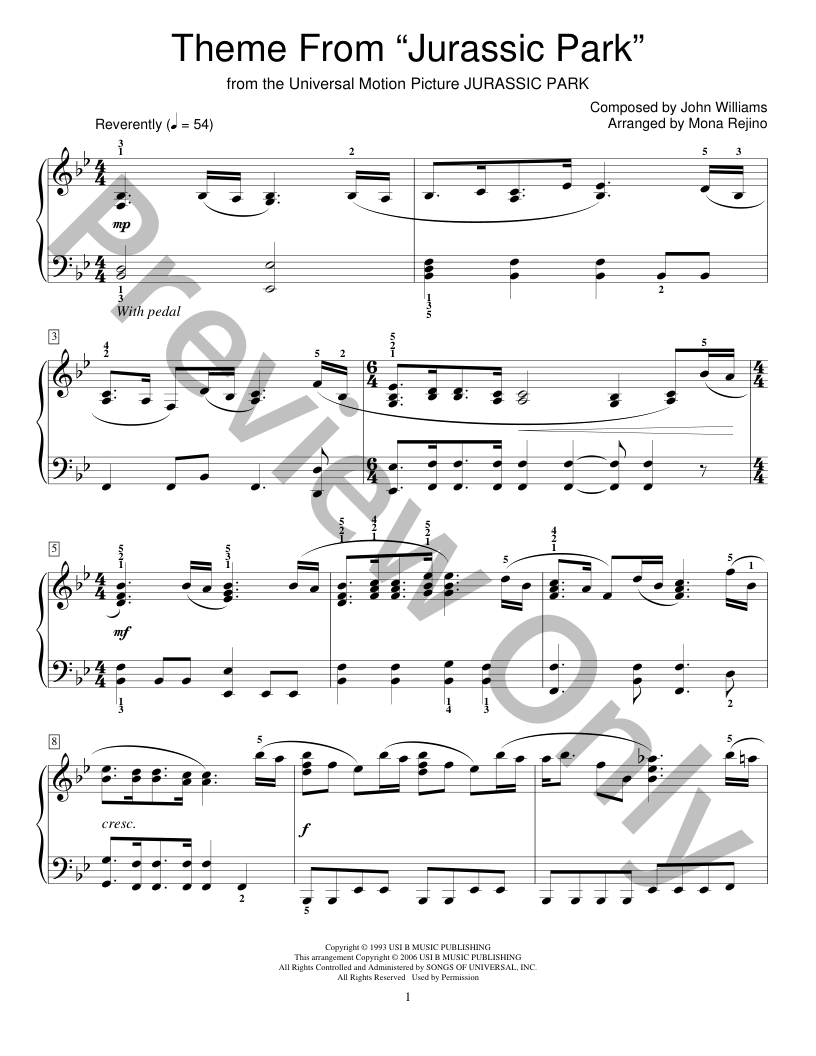 Theme from jurassic Park Piano Sheet Music | J.W. Pepper