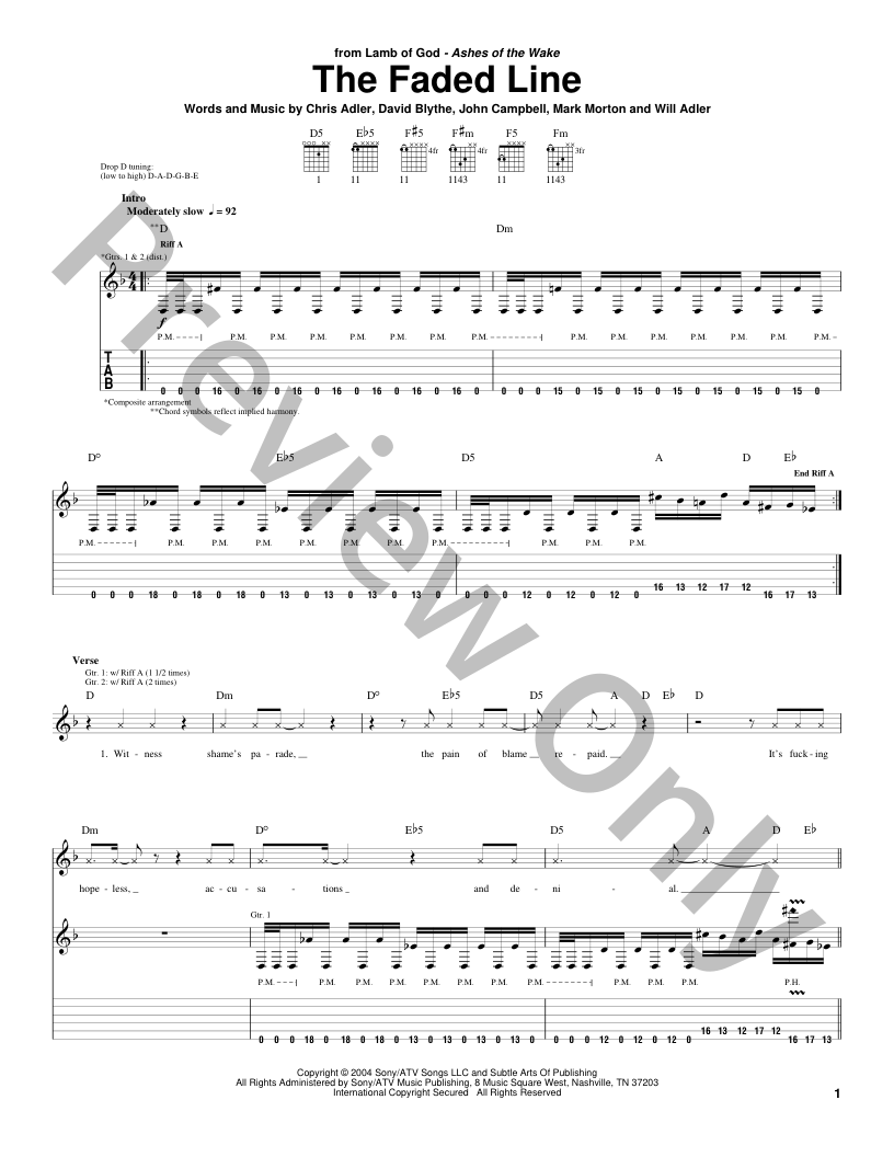 The Faded Line Guitar/Fretted Sheet Music | J.W. Pepper