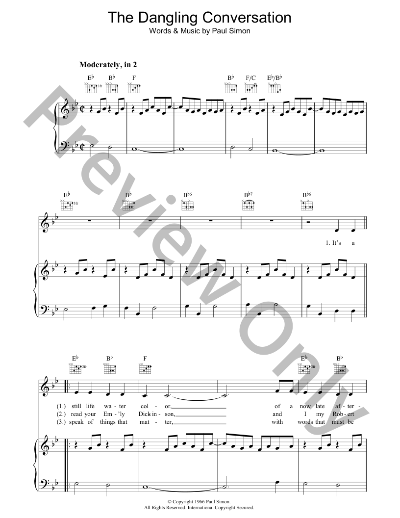 The Dangling Conversation P/V/G Sheet Music | J.W. Pepper