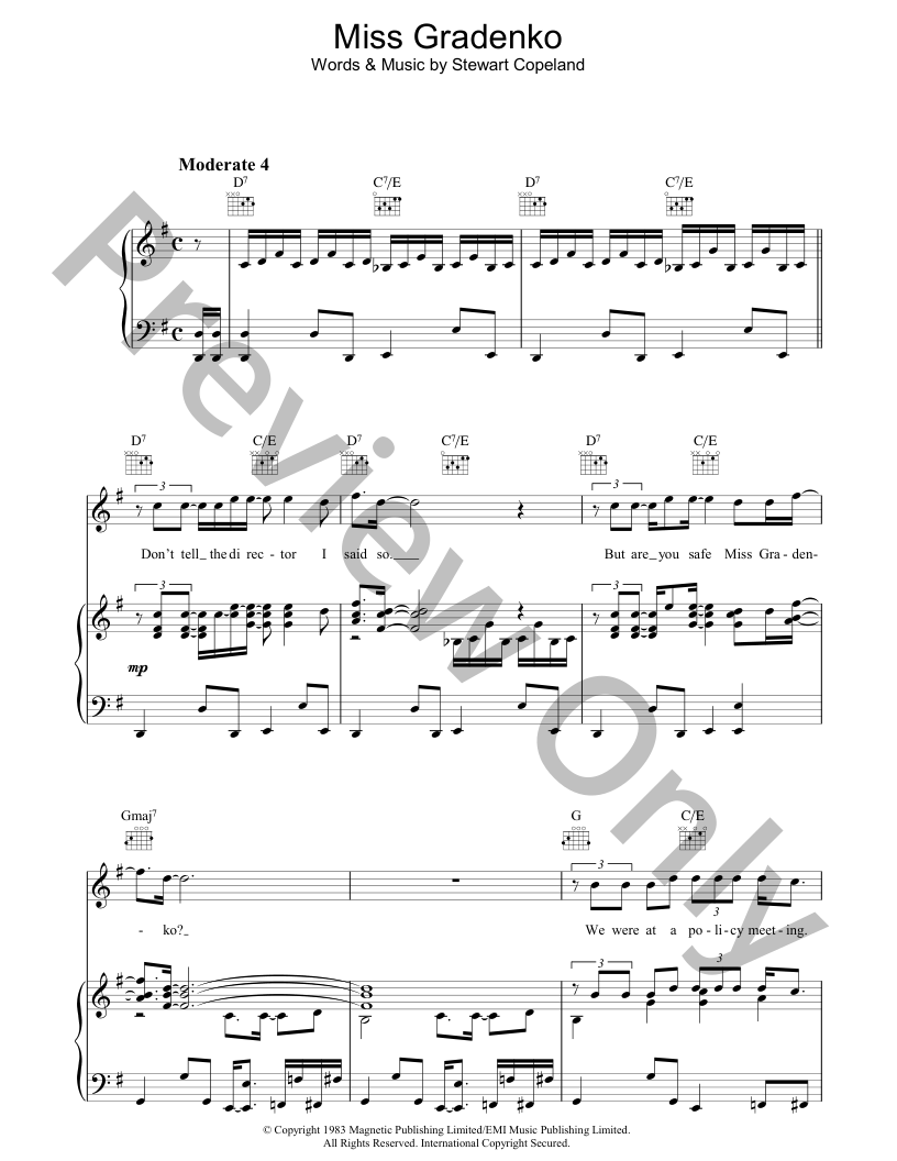 Miss Gradenko P/V/G Sheet Music | J.W. Pepper