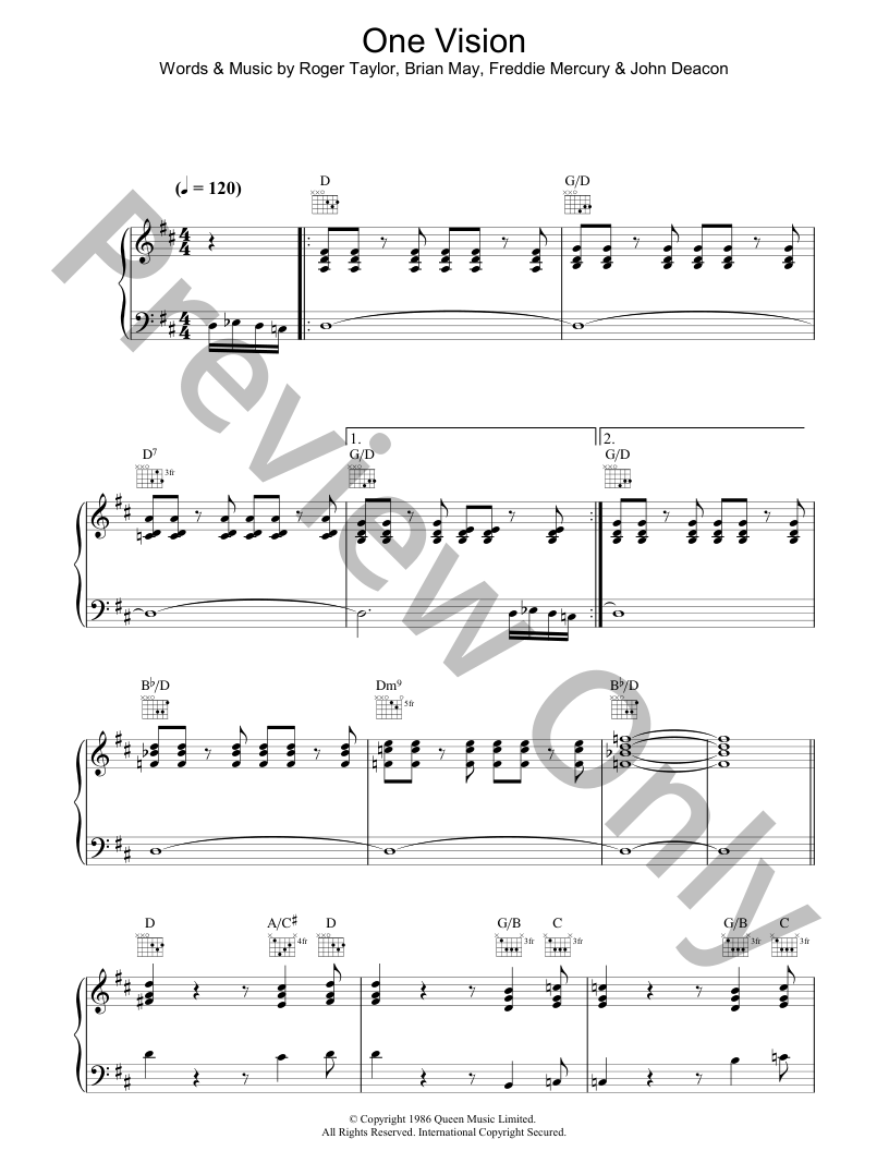 One Vision P/V/G Sheet Music | J.W. Pepper
