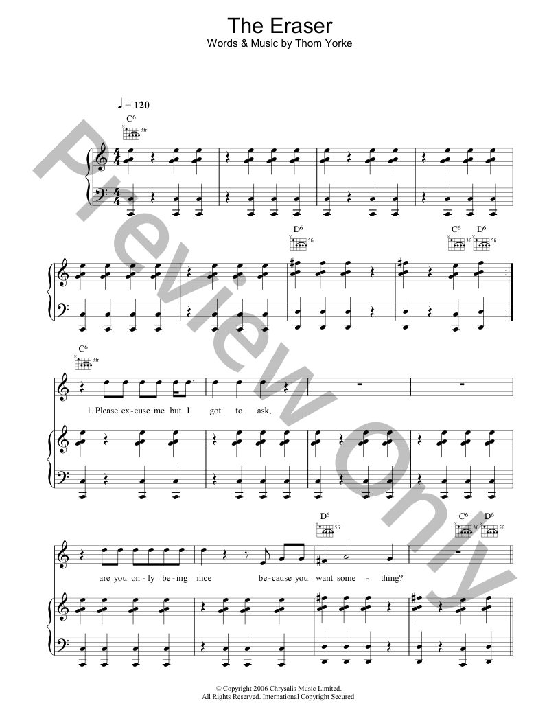 The Eraser P/V/G Sheet Music | J.W. Pepper