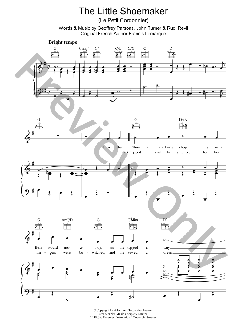 The Little Shoemaker P/V/G Sheet Music | J.W. Pepper