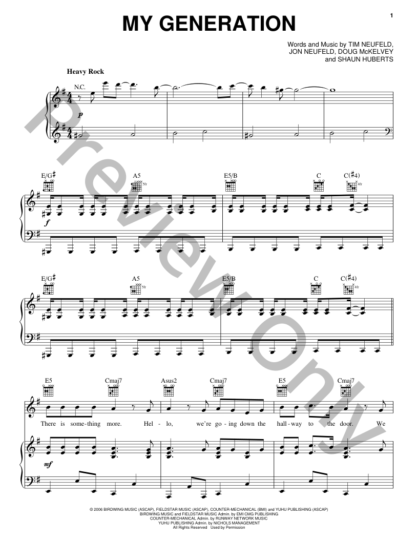 My Generation P/V/G Sheet Music | J.W. Pepper