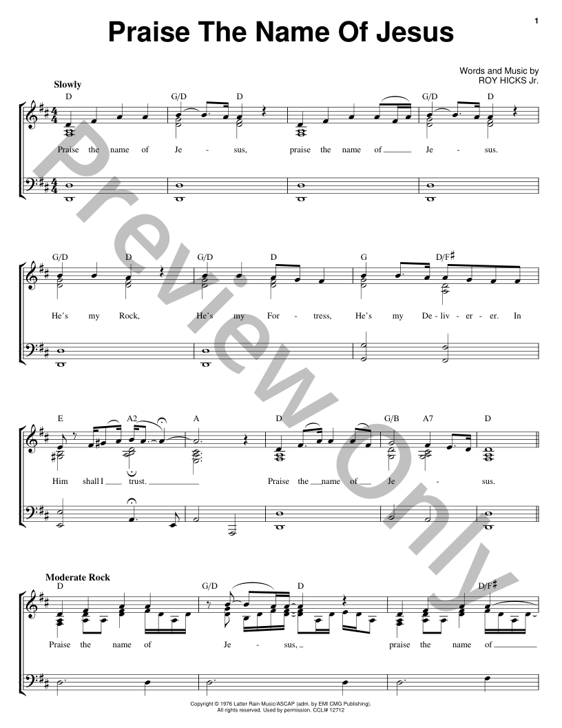 Praise the Name of Jesus P/V/G Sheet Music | J.W. Pepper