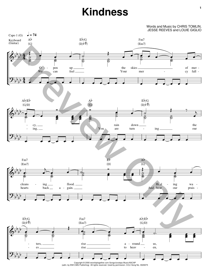 Kindness P/V/G Sheet Music | J.W. Pepper