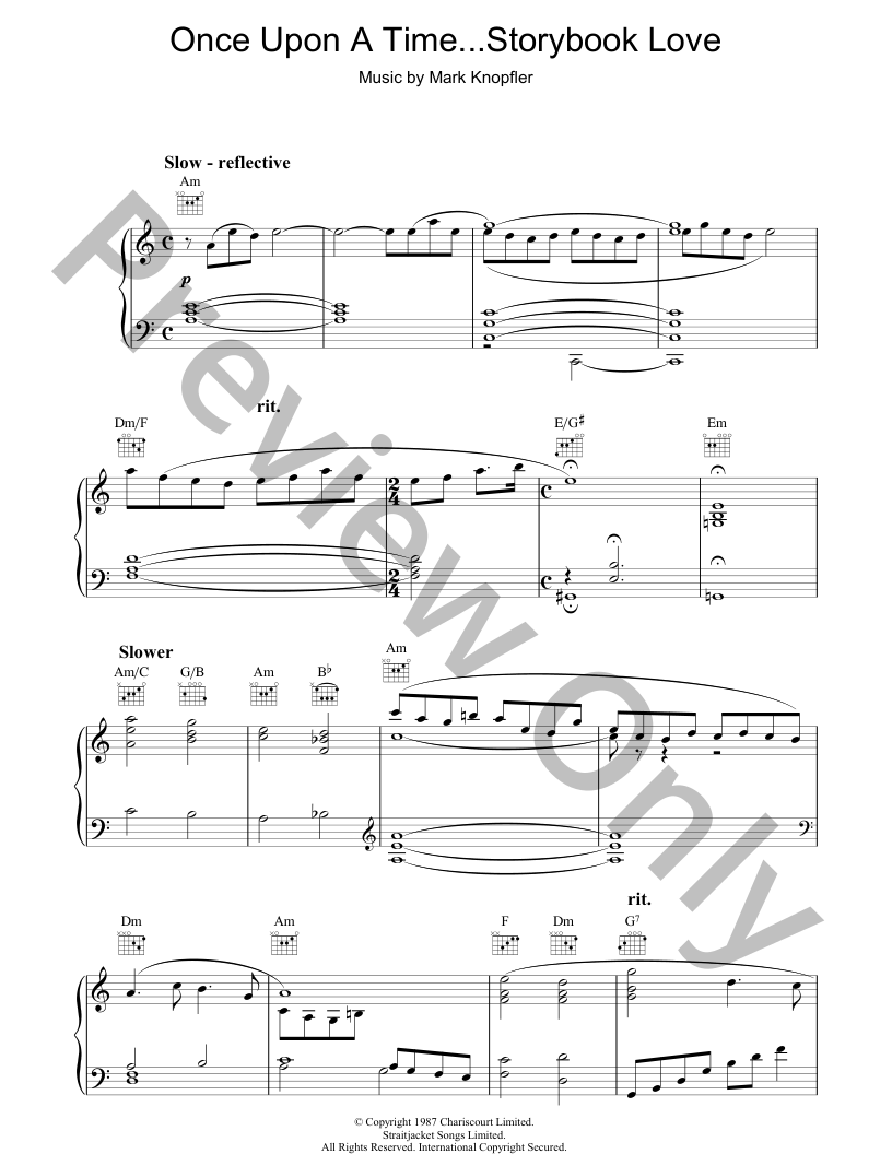 Once upon a Time...Storybook Love (from the Princess Bride) Piano Sheet ...
