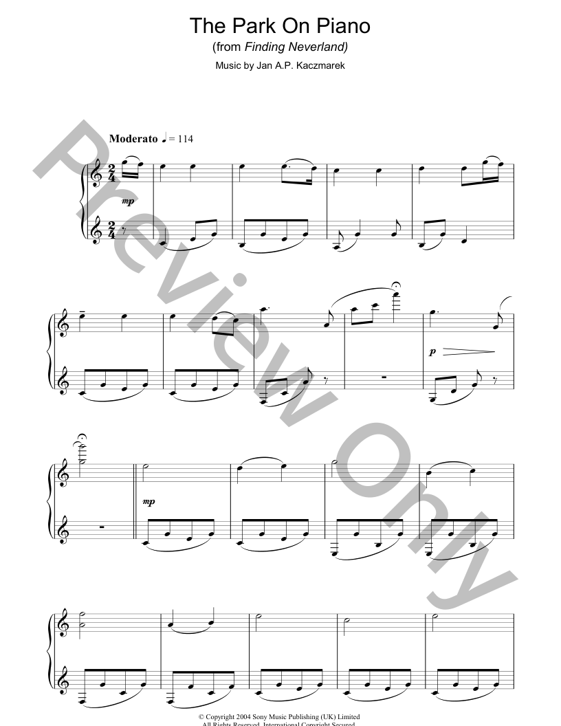 The Park on Piano Piano Sheet Music | J.W. Pepper