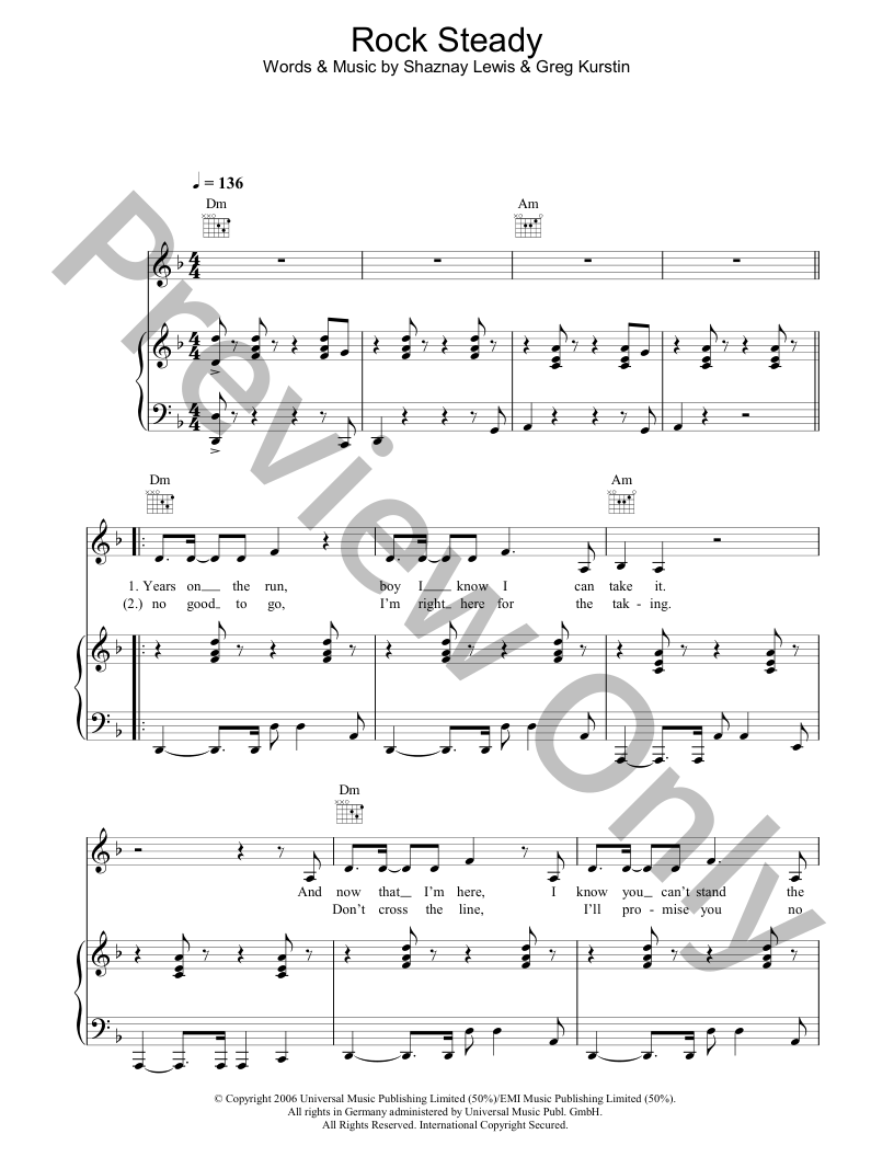 Rock Steady P/V/G Sheet Music | J.W. Pepper