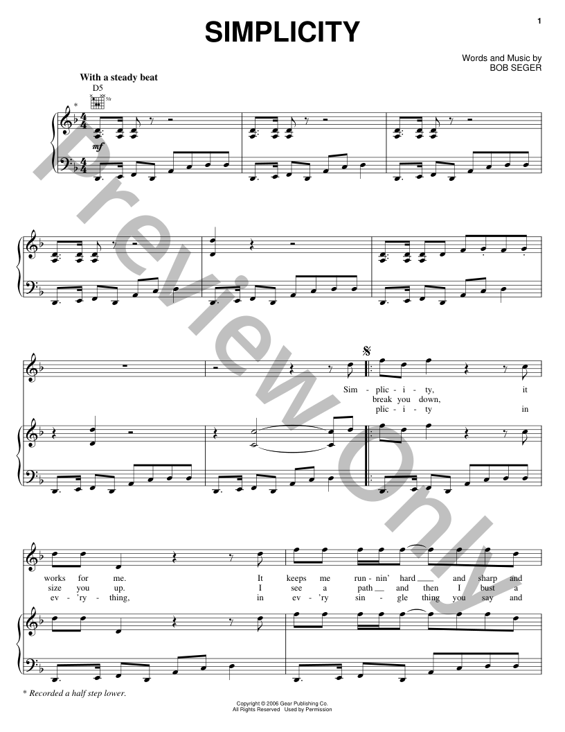 Simplicity P/V/G Sheet Music | J.W. Pepper