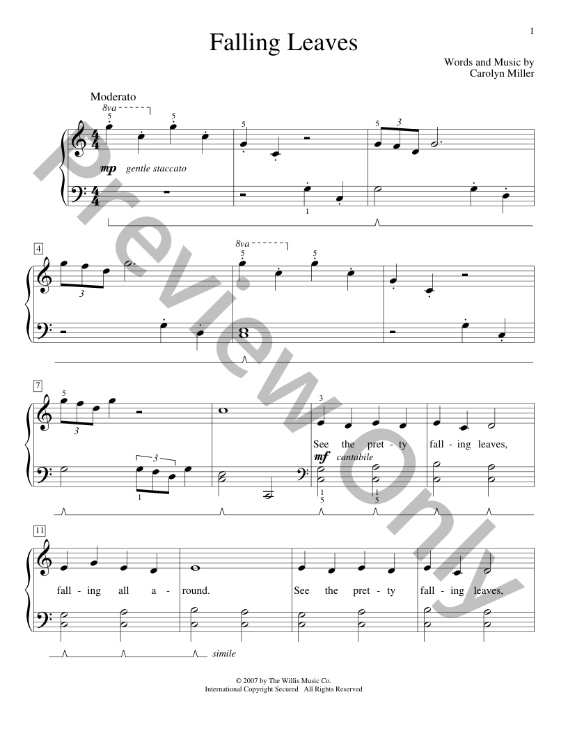 Falling Leaves Piano Sheet Music | J.W. Pepper