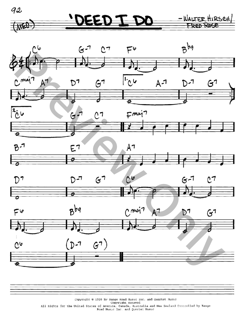 deed I Do P/V/G Sheet Music | J.W. Pepper
