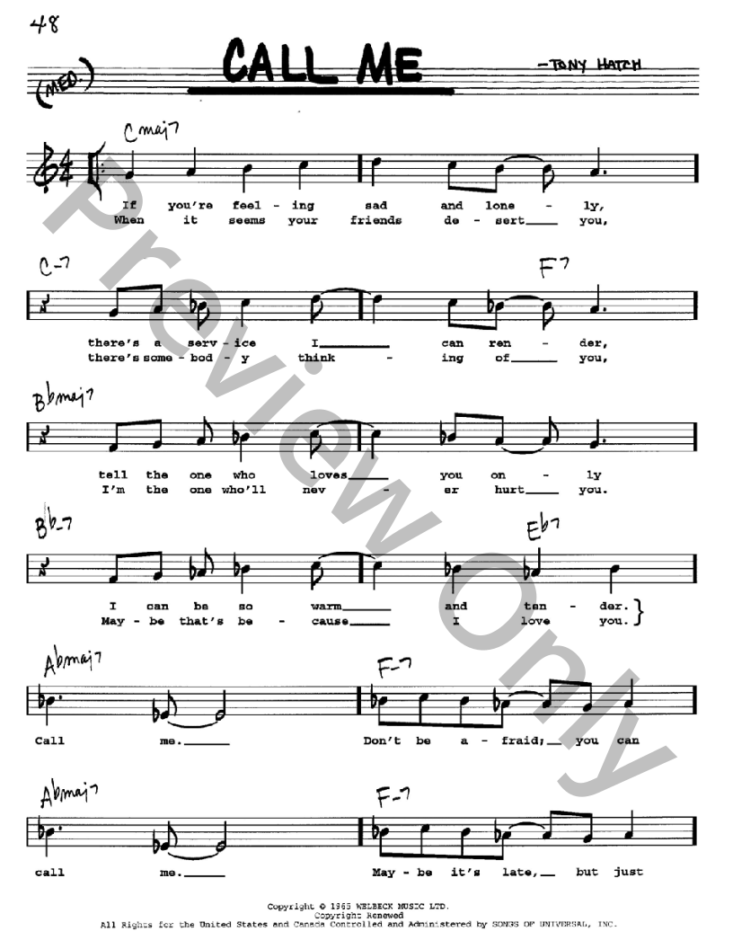 Call Me P/V/G Sheet Music | J.W. Pepper