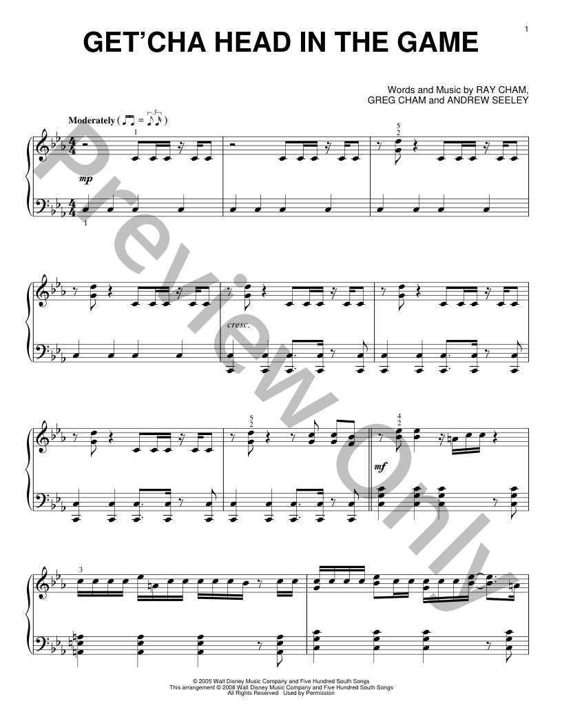 Get'cha Head in the Game Piano Sheet Music | J.W. Pepper