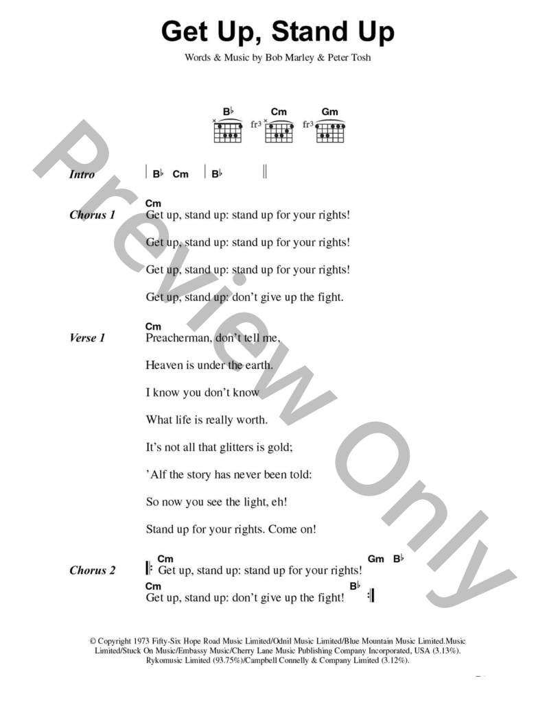 Get up Stand up P/V/G Sheet Music | J.W. Pepper