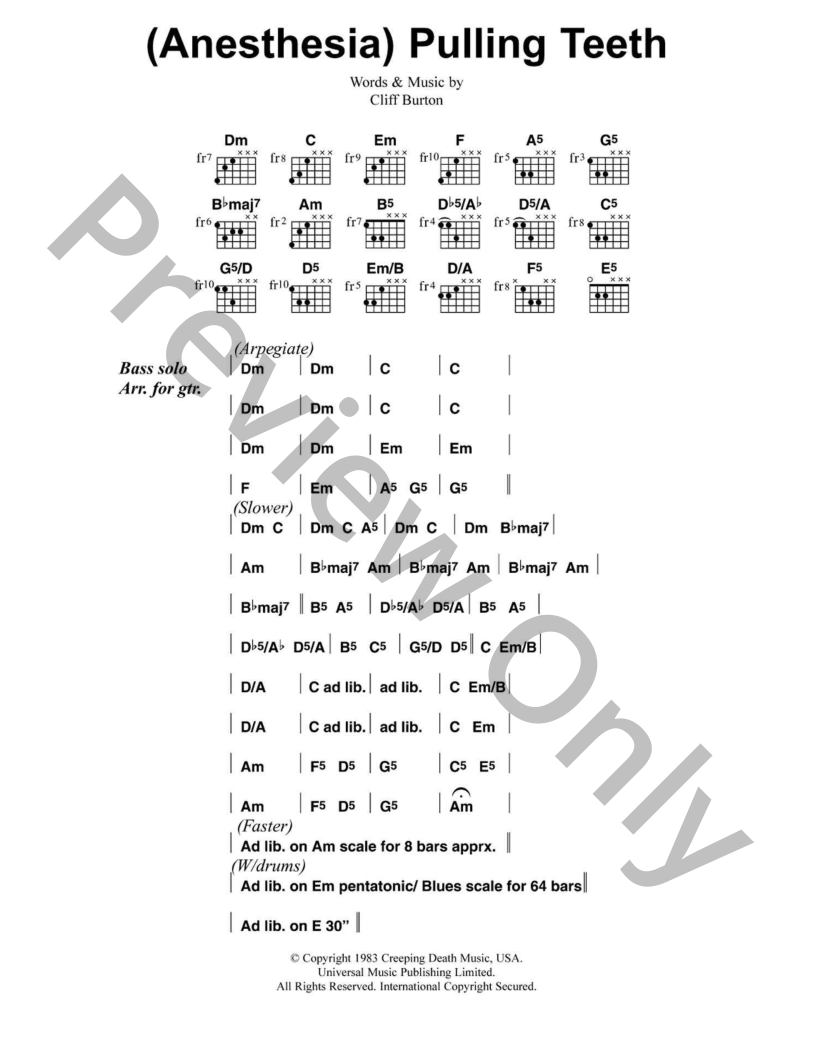 (ANESTHESIA) PULLING TEETH Guitar/Fretted Sheet Music | J.W. Pepper