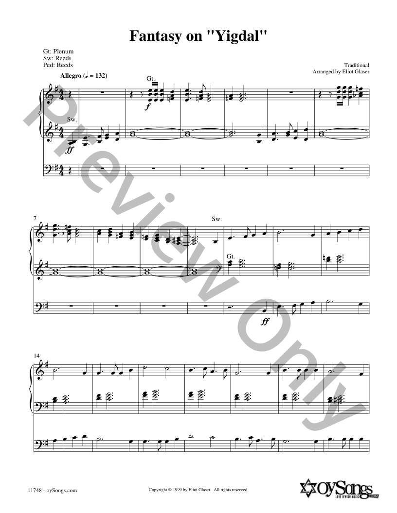 Fantasy on Yigdal Organ Sheet Music | J.W. Pepper