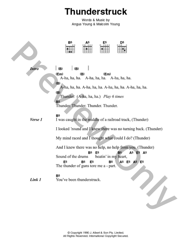 Thunderstruck Guitar/Fretted Sheet Music | J.W. Pepper