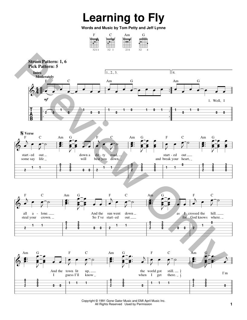Learning to Fly Guitar/Fretted Sheet Music | J.W. Pepper