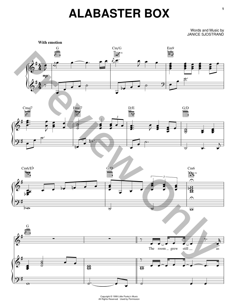 Alabaster Box P/V/G Sheet Music | J.W. Pepper