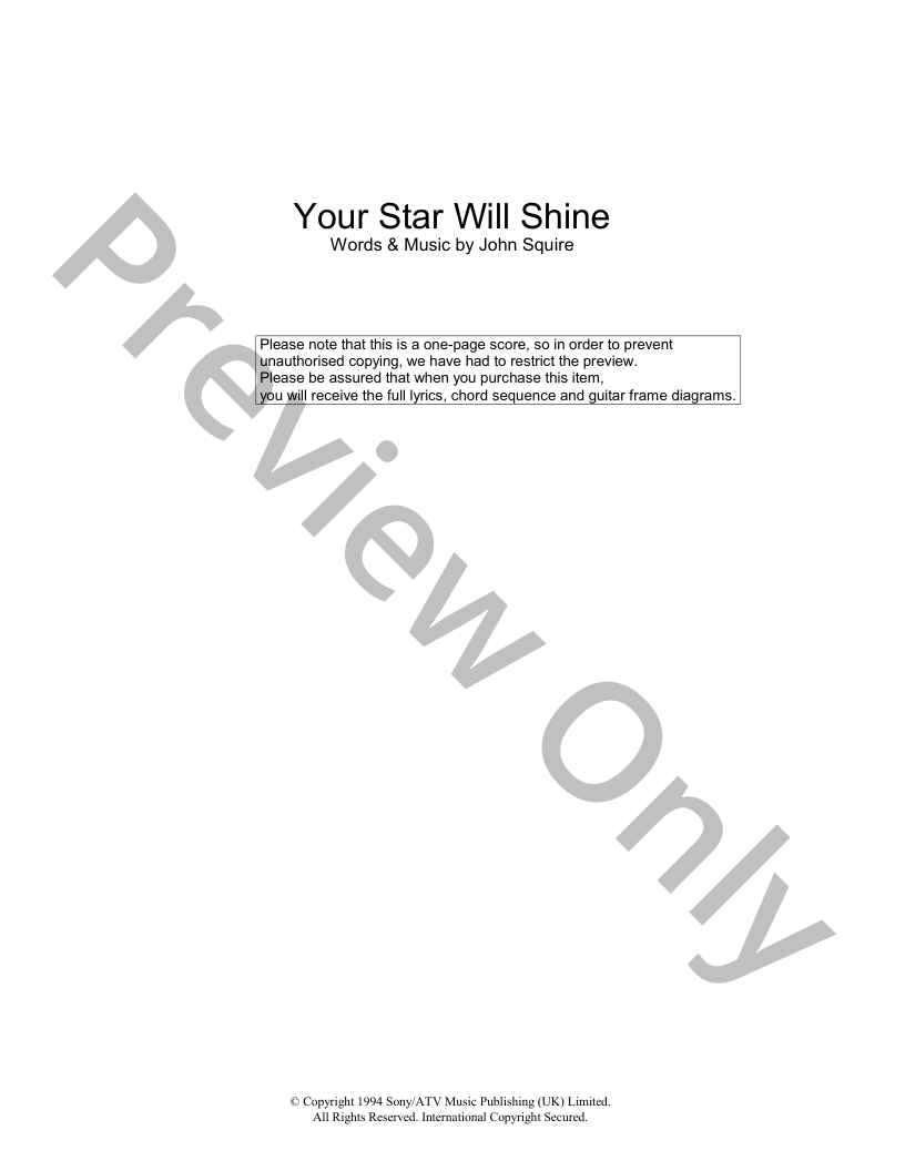 Your Star Will Shine Guitar/Fretted Sheet Music | J.W. Pepper