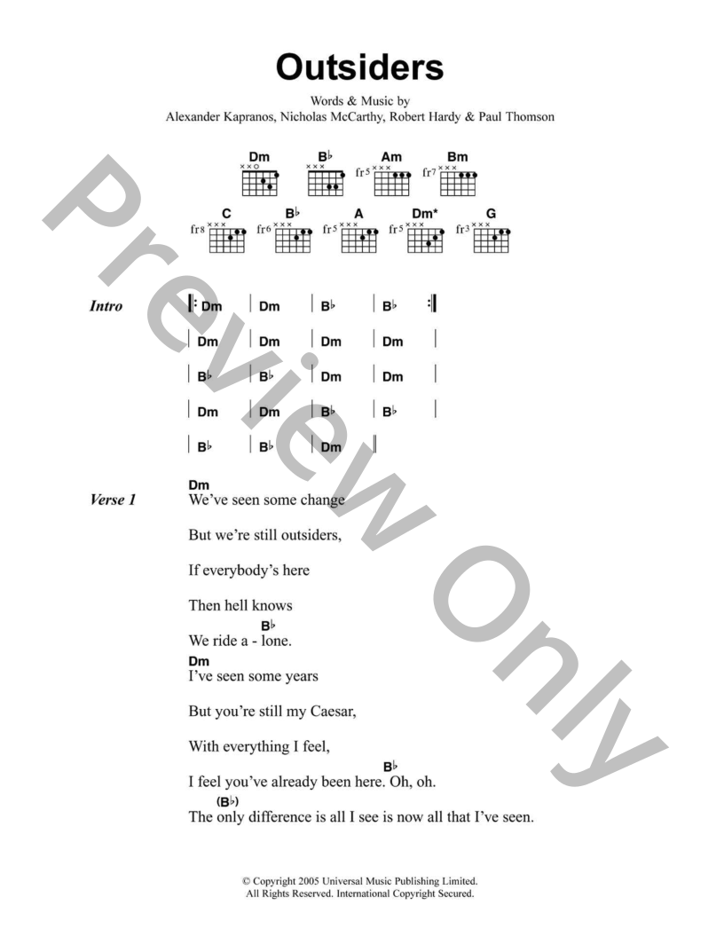 Outsiders Guitar/Fretted Sheet Music | J.W. Pepper
