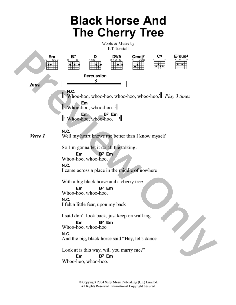 Black Horse and the Cherry Tree Guitar/Fretted Sheet Music | J.W. Pepper