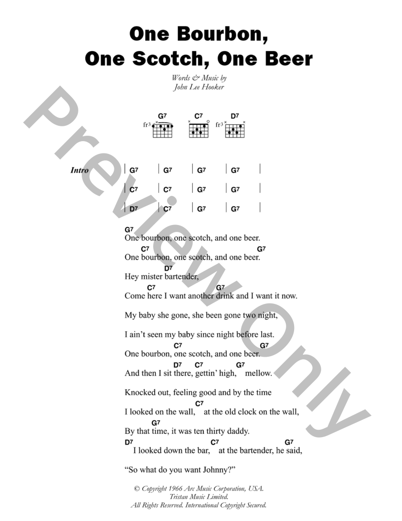 One Bourbon, One Scotch, One Beer Guitar/Fretted Sheet Music | J.W. Pepper