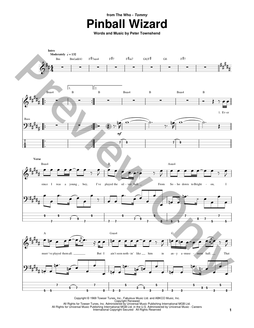 Pinball Wizard Guitar/Fretted Sheet Music | J.W. Pepper