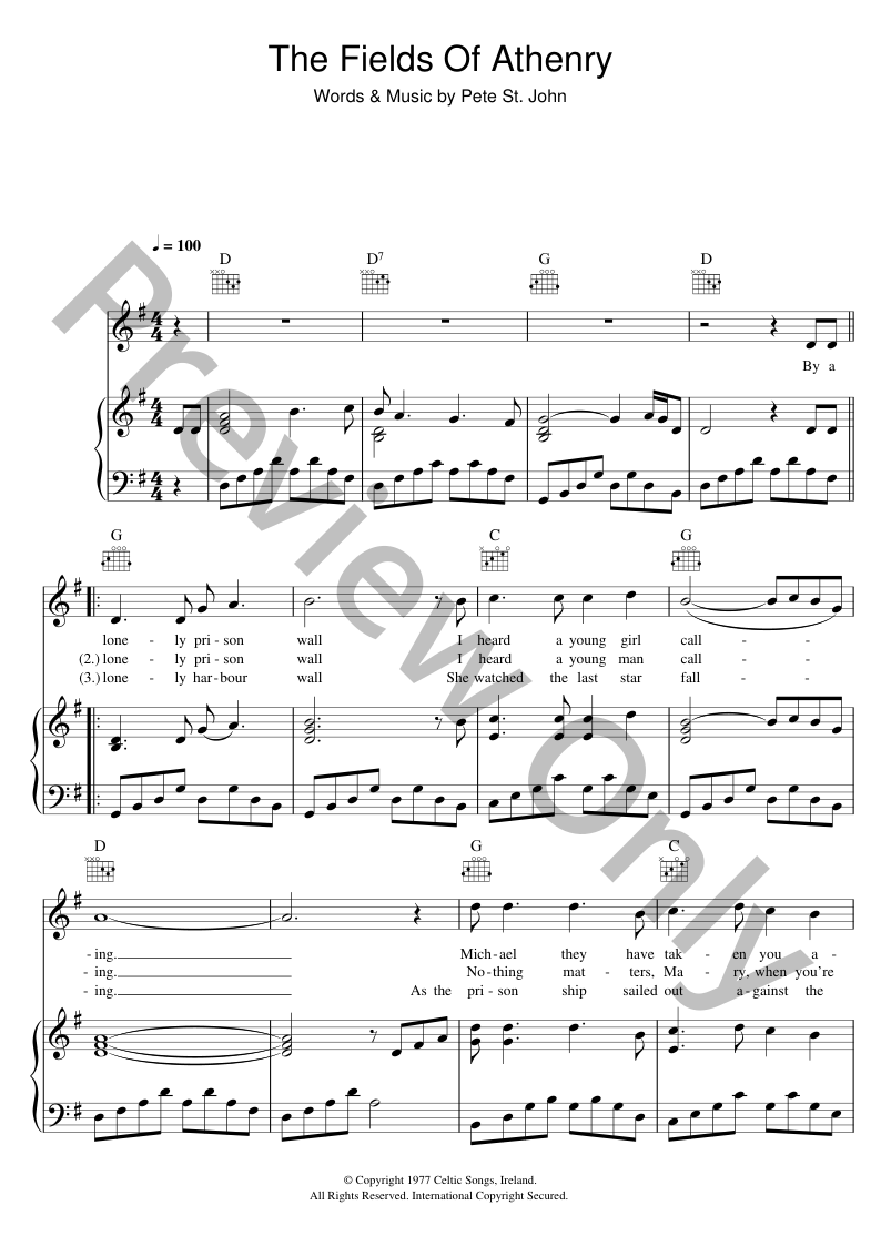 The Fields of Athenry P/V/G Sheet Music | J.W. Pepper