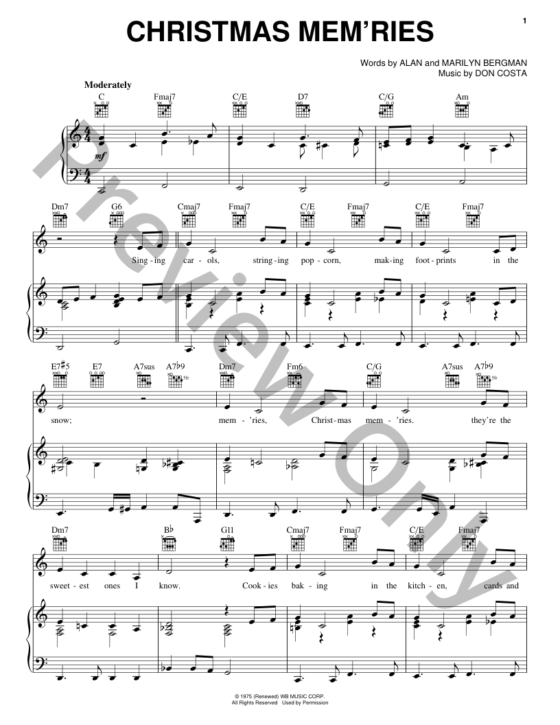 Christmas Mem'ries P/V/G Sheet Music | J.W. Pepper