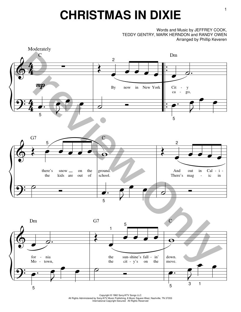 Christmas in Dixie Big Note Piano Sheet Music | J.W. Pepper