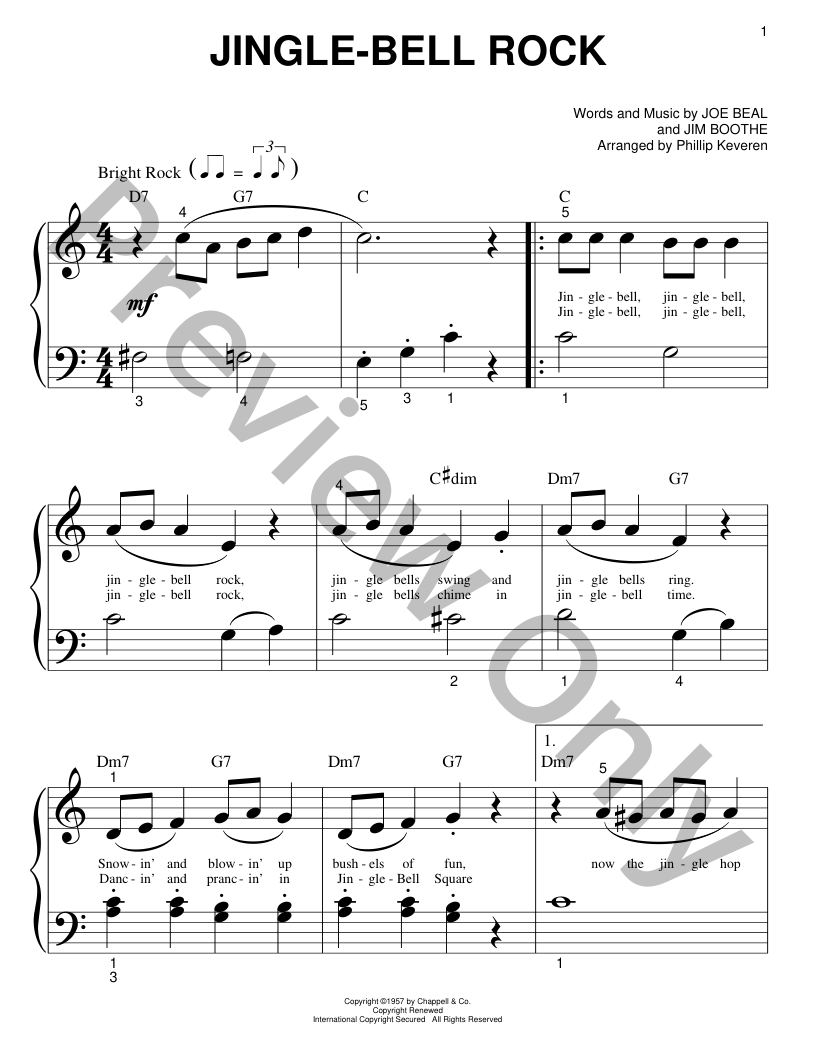 Jingle Bell Rock Big Note Piano Sheet Music | J.W. Pepper