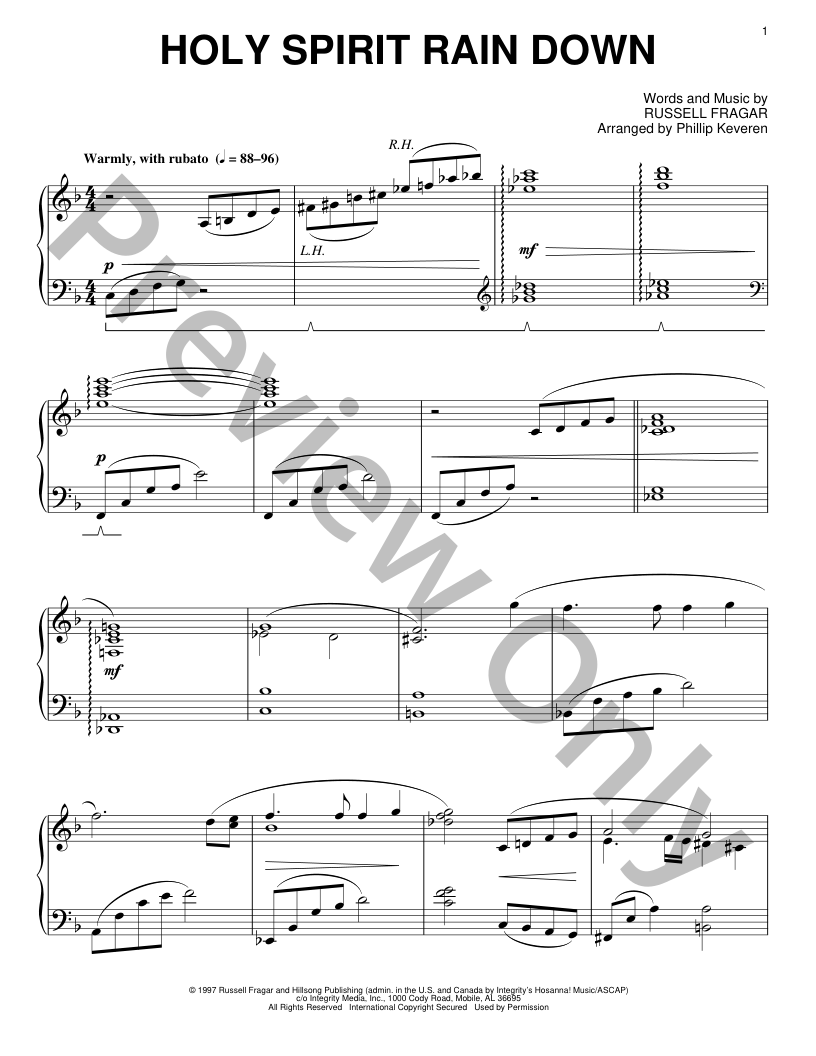 Holy Spirit Rain down Piano Sheet Music | J.W. Pepper