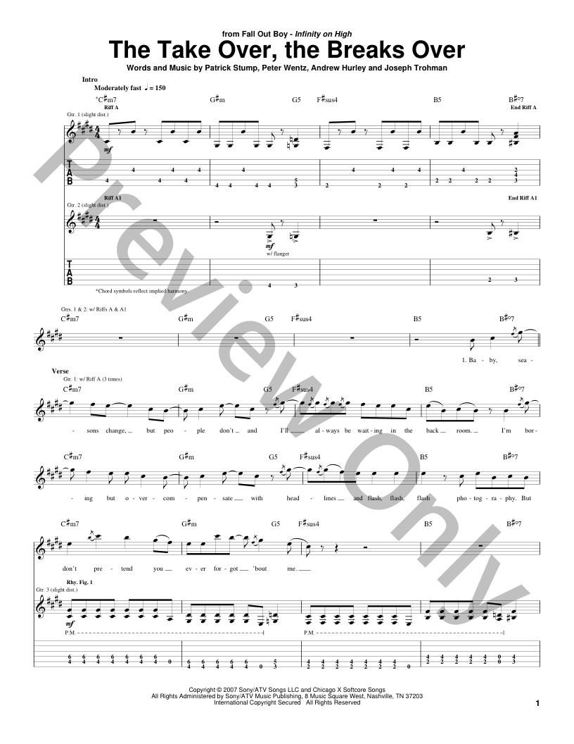 The Take Over, The Breaks over Guitar/Fretted Sheet Music | J.W. Pepper