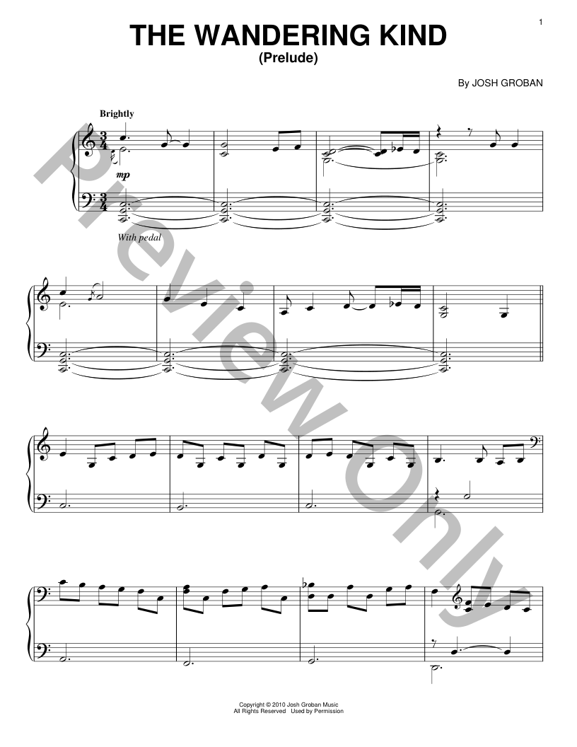 The Wandering Kind (Prelude) Piano Sheet Music | J.W. Pepper