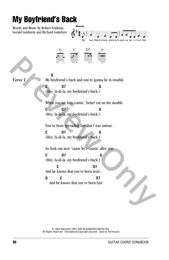 My Boyfriend's Back Guitar/Fretted Sheet Music | J.W. Pepper