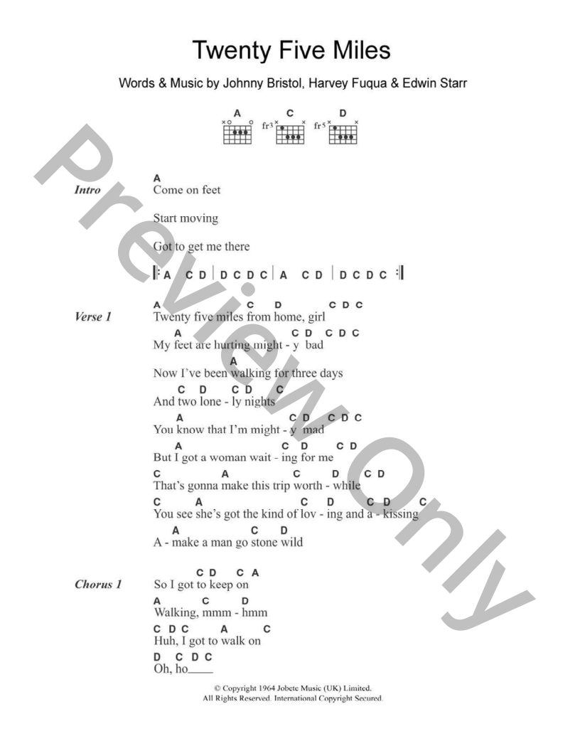 Twenty Five Miles Guitar/Fretted Sheet Music | J.W. Pepper