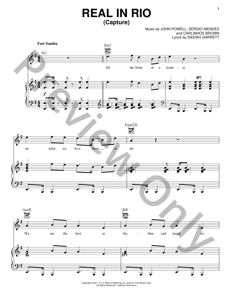 Real in Rio (Capture) P/V/G Sheet Music | J.W. Pepper