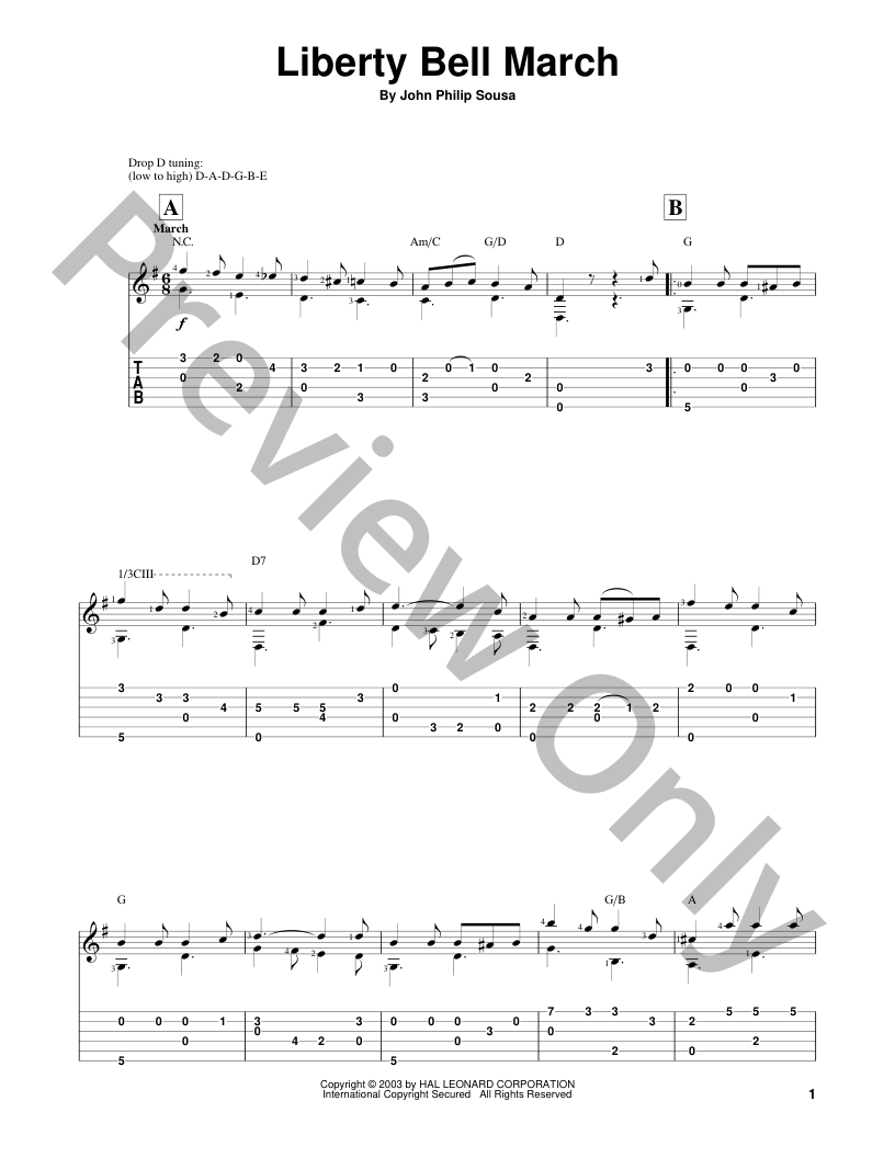 Liberty Bell March Guitar/Fretted Sheet Music | J.W. Pepper